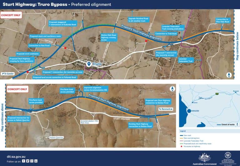 Updated alignment for Sturt Highway bypass around Truro