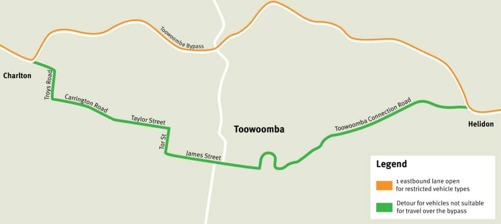 Toowoomba Bypass eastbound lane reopens to truckies