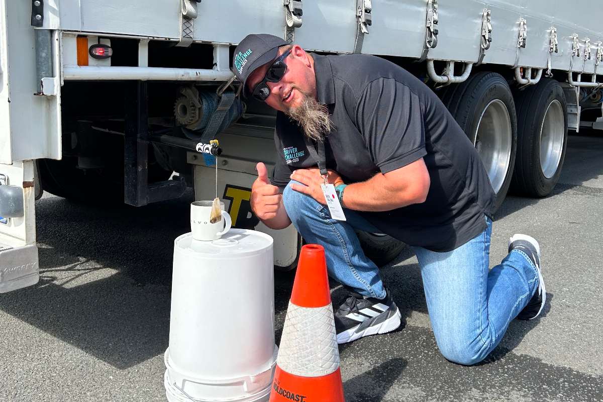 Moment Tassie driver wins Volvo's Teabag Challenge caught on camera