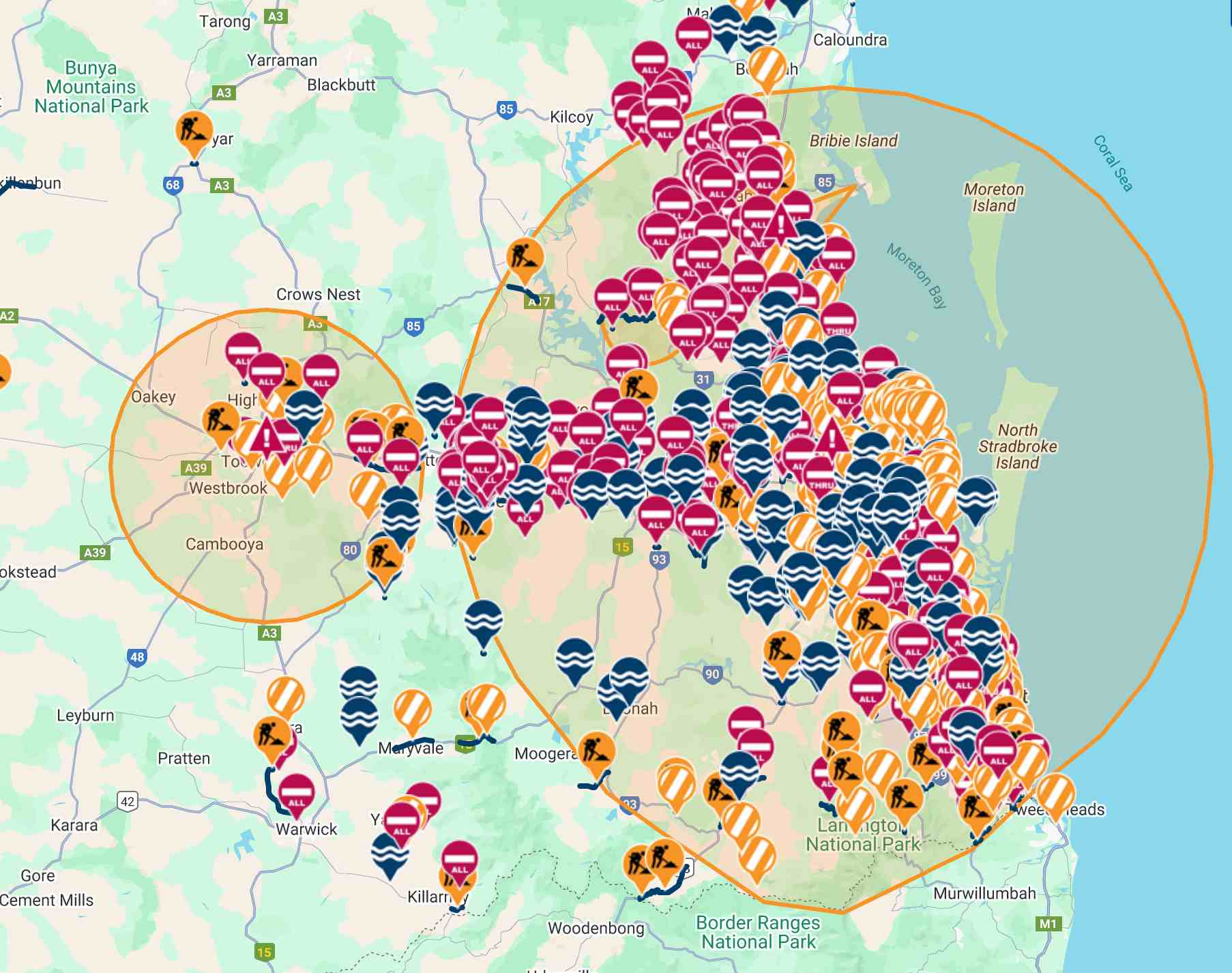 Heavy rain impacting freight routes in South East Queensland