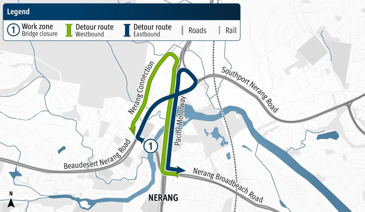 Detours in place during Nerang Connection Road bridge closures