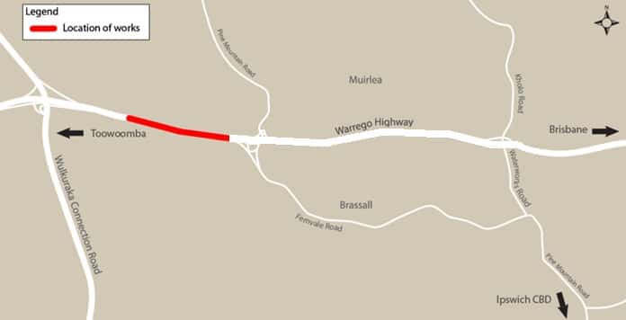 Upcoming traffic changes on Warrego Highway for pavement works