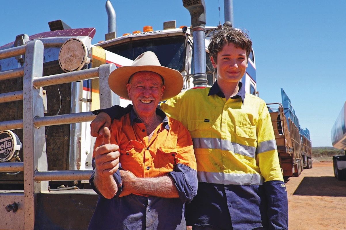 Trucking legend Steve Grahame shows his grandson the ropes