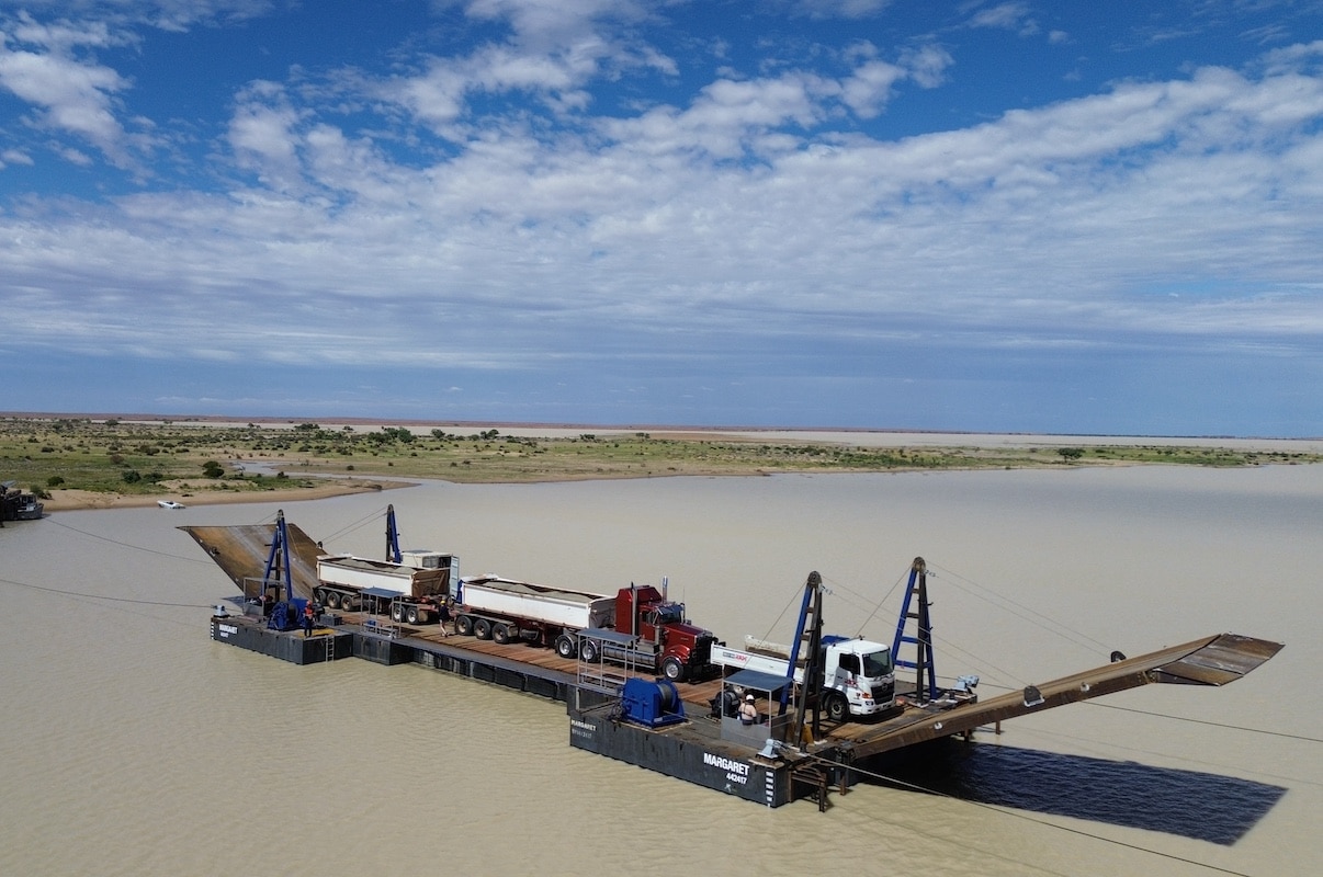 Over 300 livestock trucks use new barge to transport 12,000 cattle