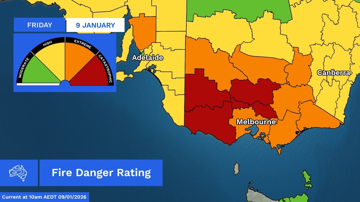 Road closures as BOM warns parts of Victoria of ‘catastrophic’ fire ...