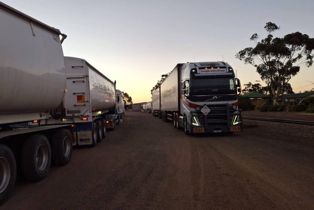 WA truck parking bay being taken over by stockpiles of road material