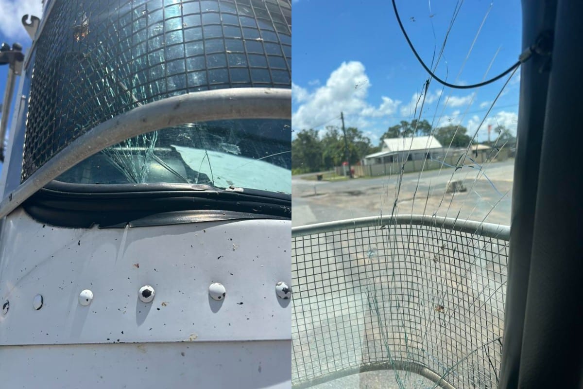 Bruce Highway pothole damages truck’s windscreen and suspension